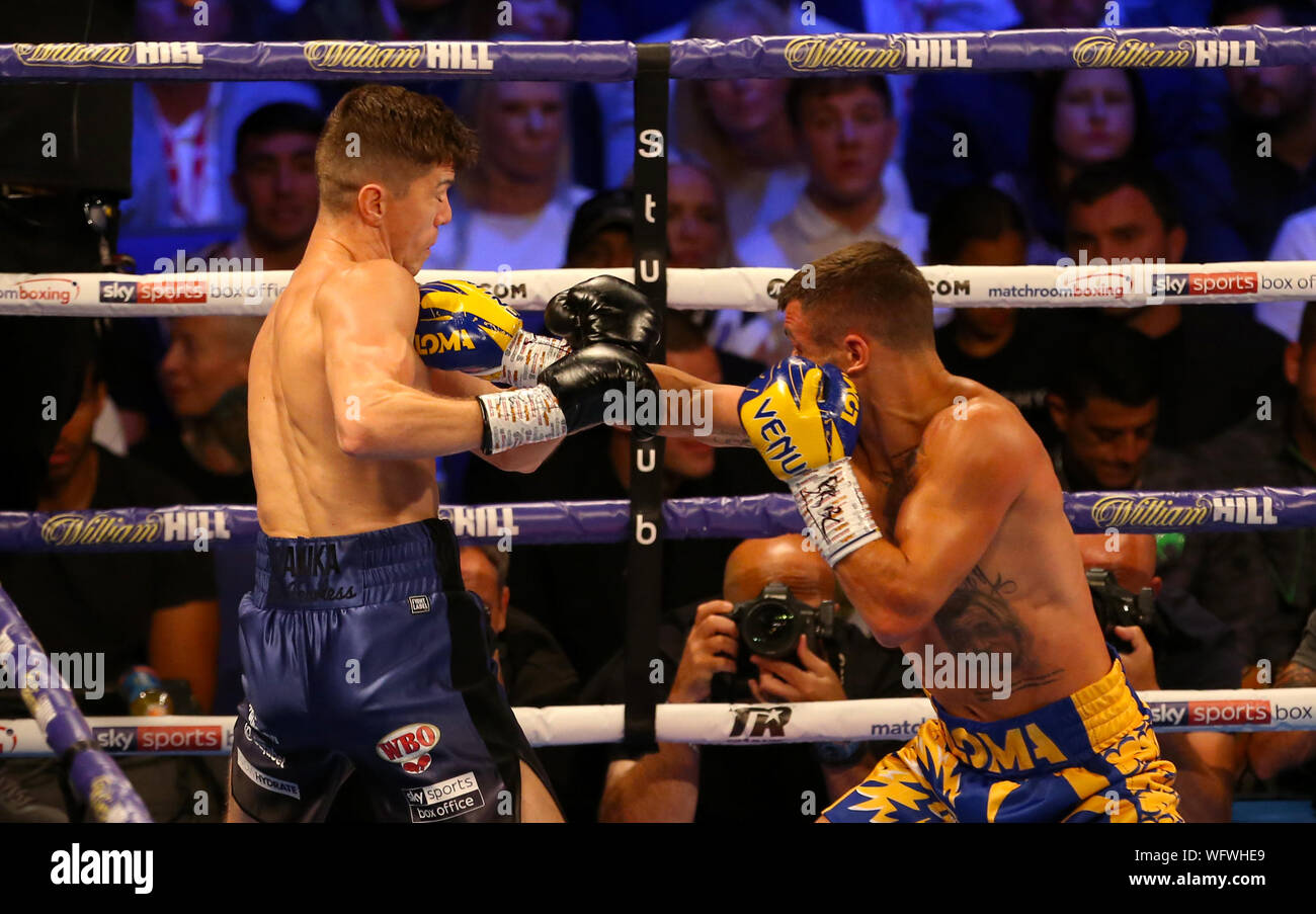Vasiliy Lomachenko (right) and Luke Campbell in action during the WBC ...