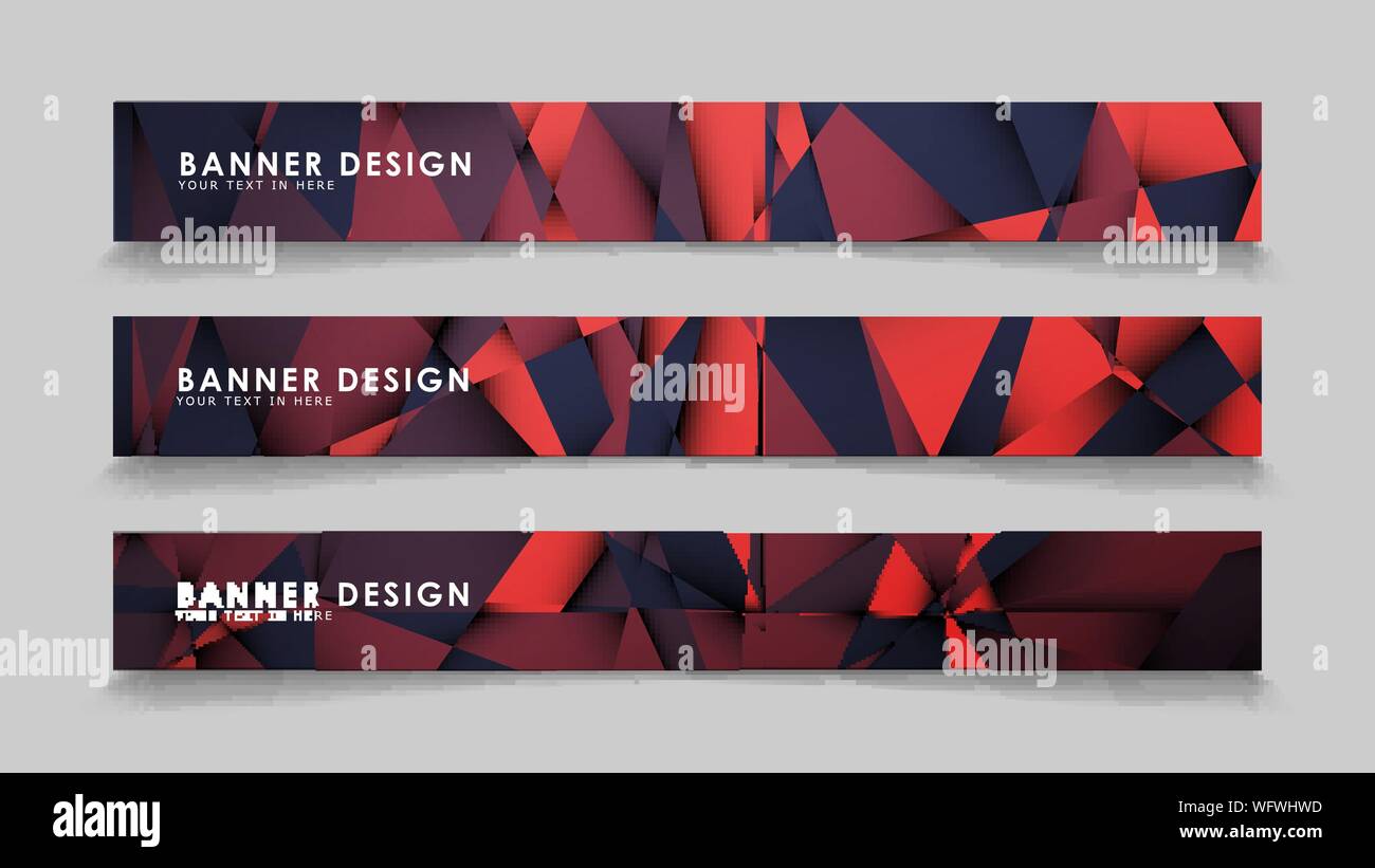 Abstract rectangle vector banners with red black geometric gradient ...