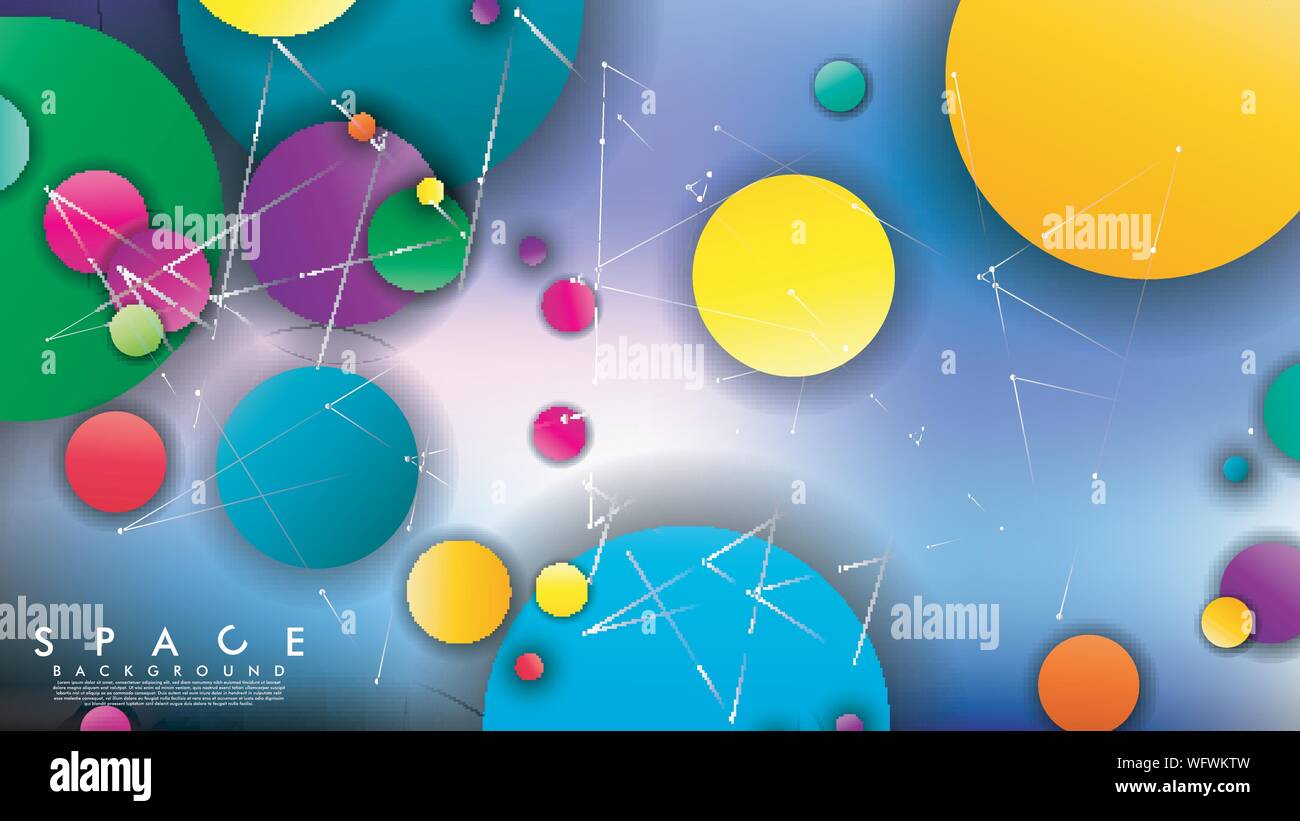 Background of Flat Space with planets and stars. Vector illustration of ...