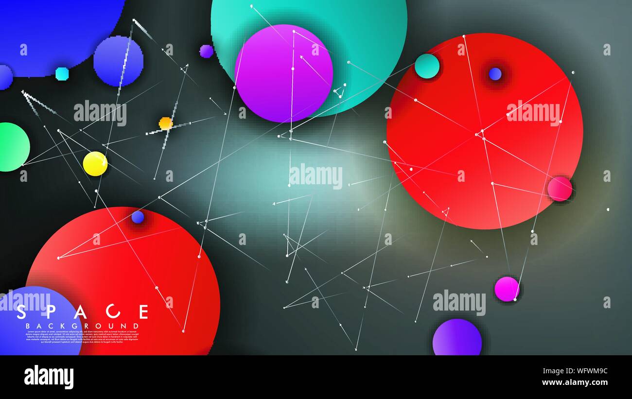 Background of Flat Space with planets and stars. Vector illustration of ...
