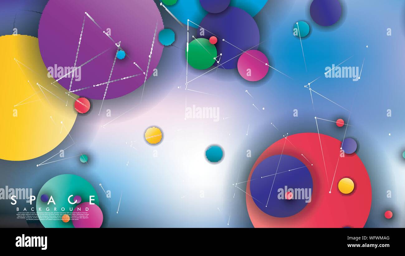 Background of Flat Space with planets and stars. Vector illustration of ...