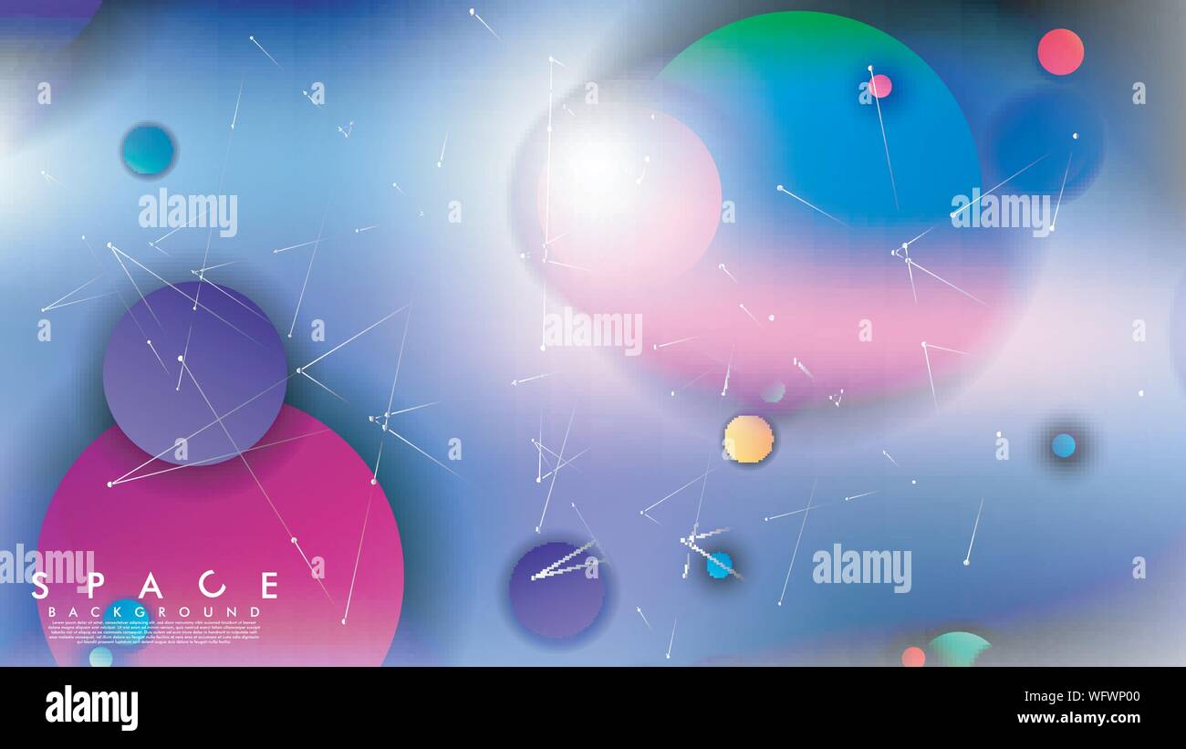 Background of Flat Space with planets and stars. Vector illustration of ...