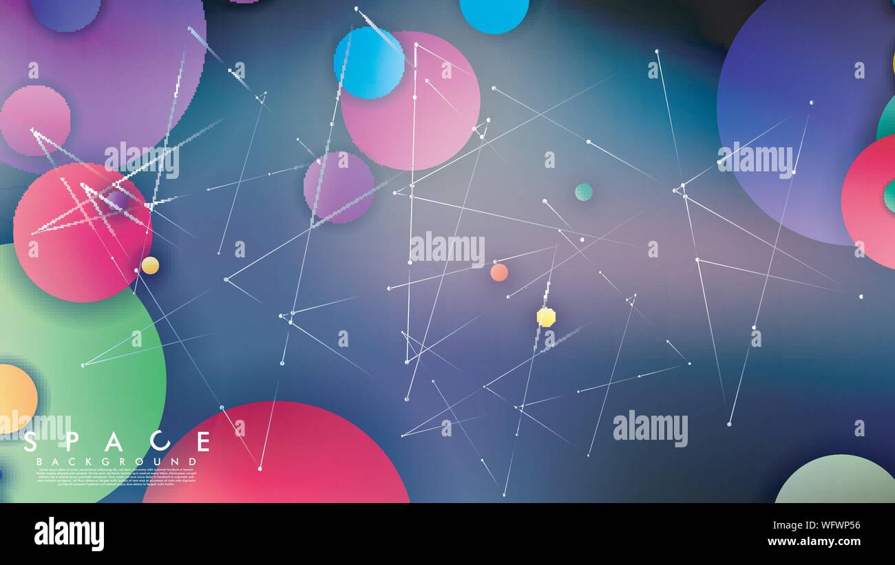 Background of Flat Space with planets and stars. Vector illustration of ...