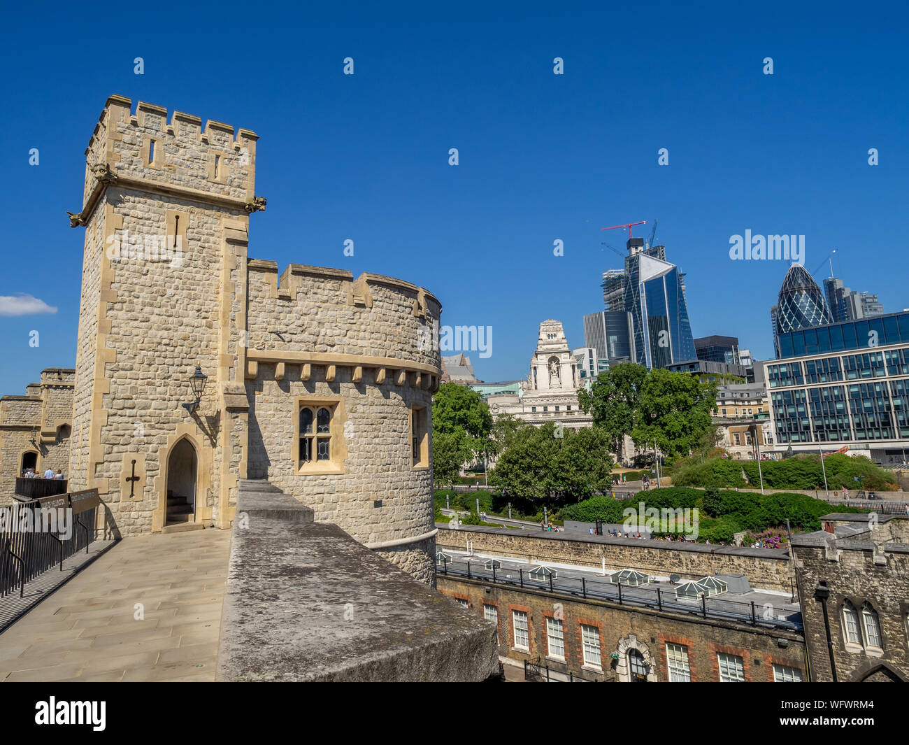 London, England - August 5, 2018: Interior features and buildings ...