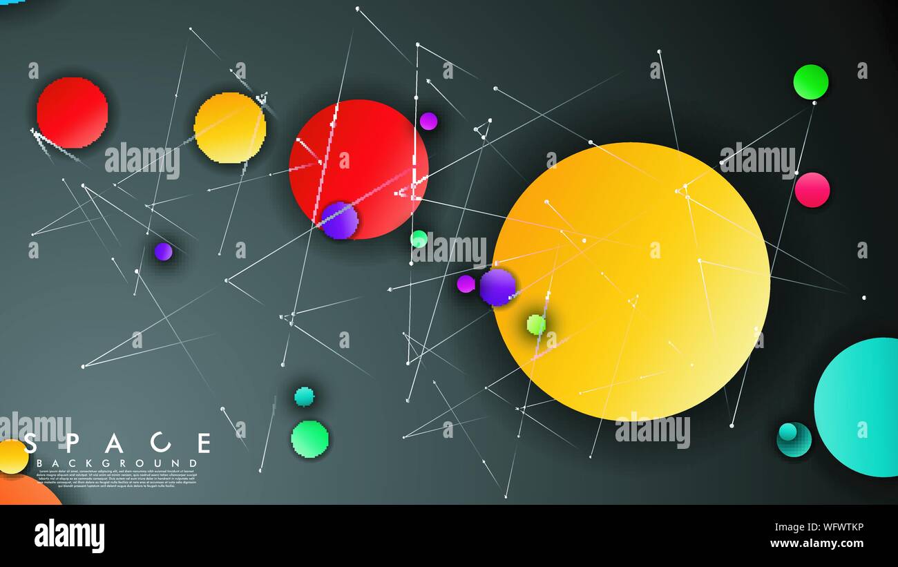 Background of Flat Space with planets and stars. Vector illustration of ...