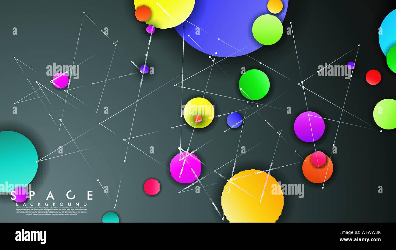 Background of Flat Space with planets and stars. Vector illustration of ...