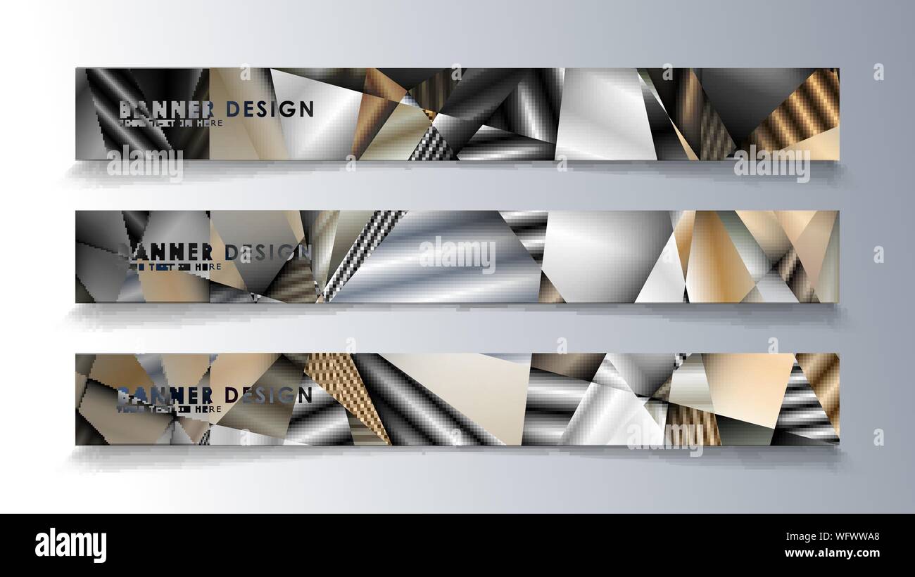 Abstract rectangle vector banner with a background of metal geometric ...