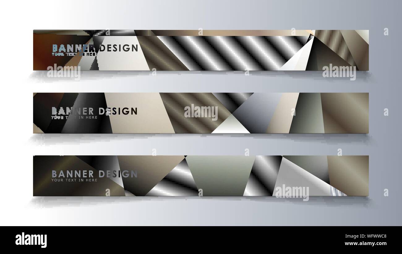 Abstract rectangle vector banner with a background of metal geometric ...