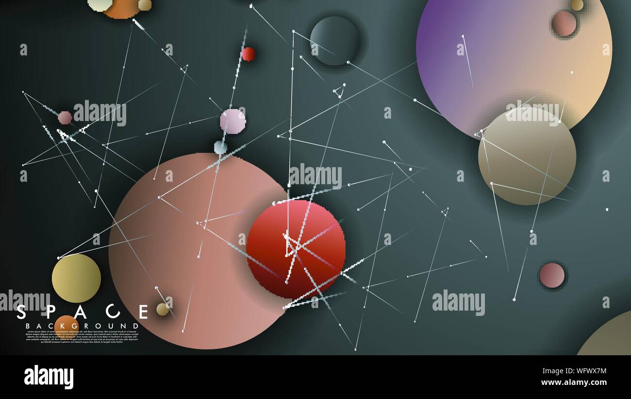 Background of Flat Space with planets and stars. Vector illustration of ...