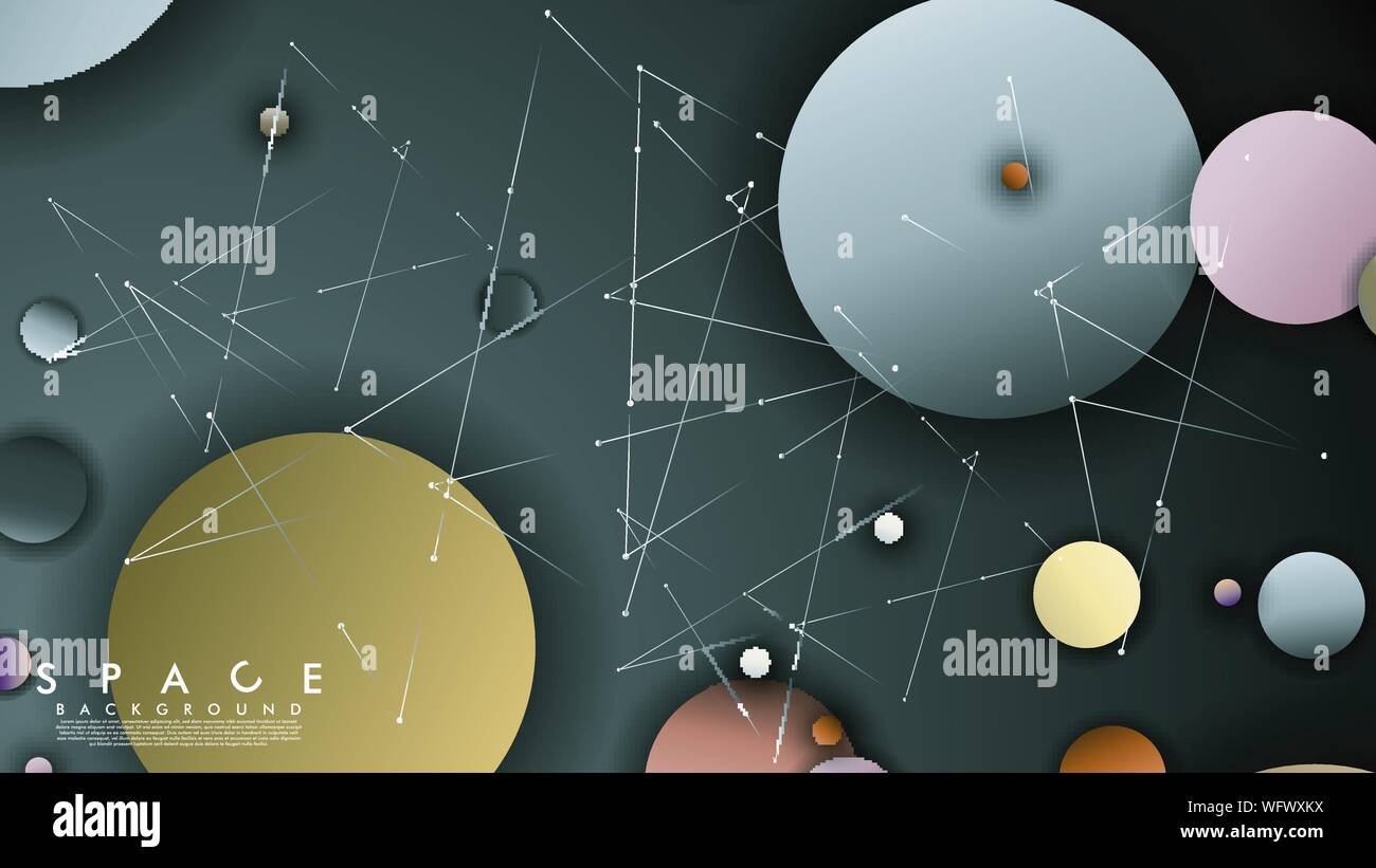 Background of Flat Space with planets and stars. Vector illustration of ...