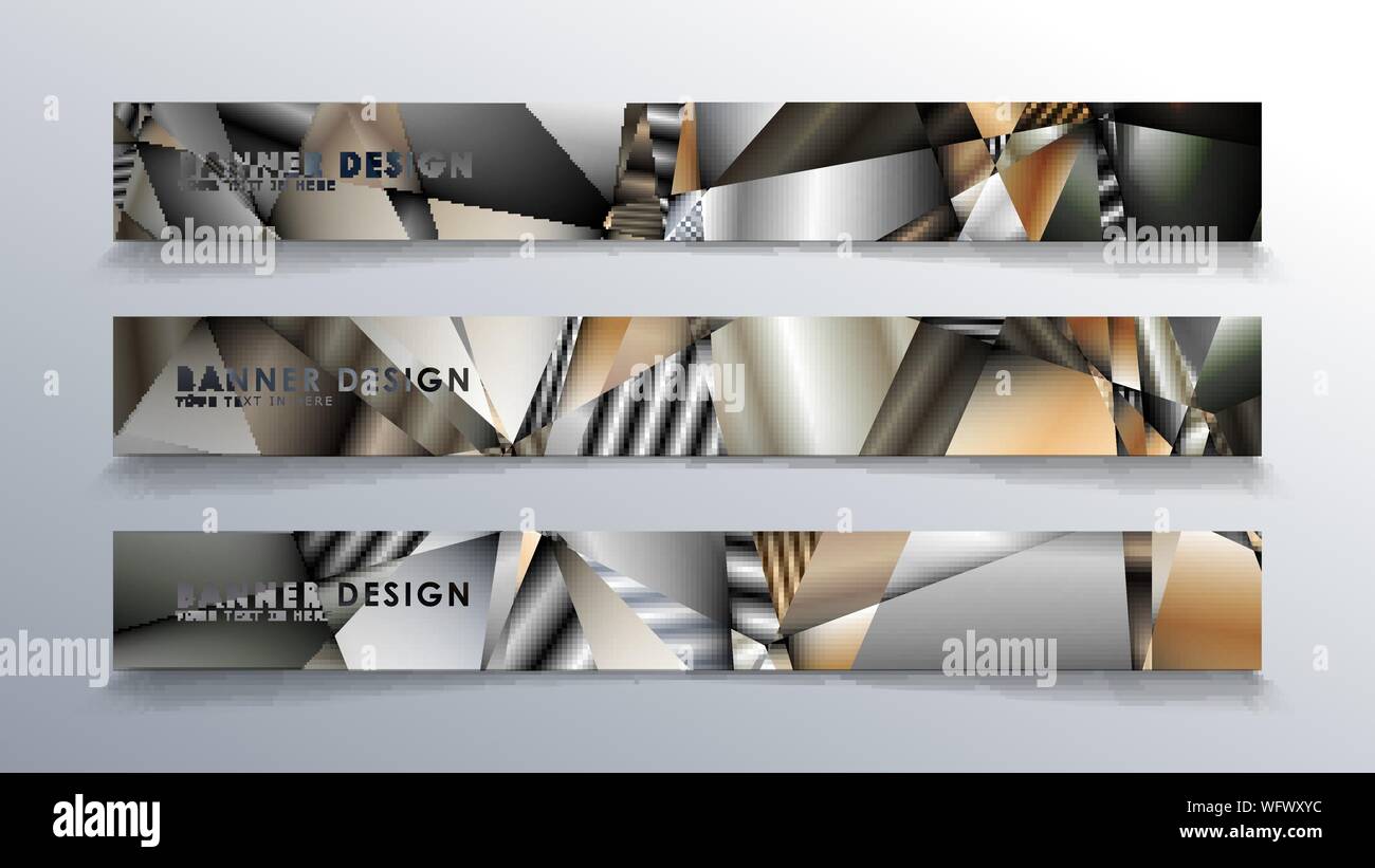 Abstract rectangle vector banner with a background of metal geometric ...