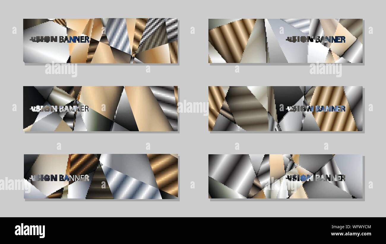 Abstract rectangle vector banner with a background of metal geometric ...