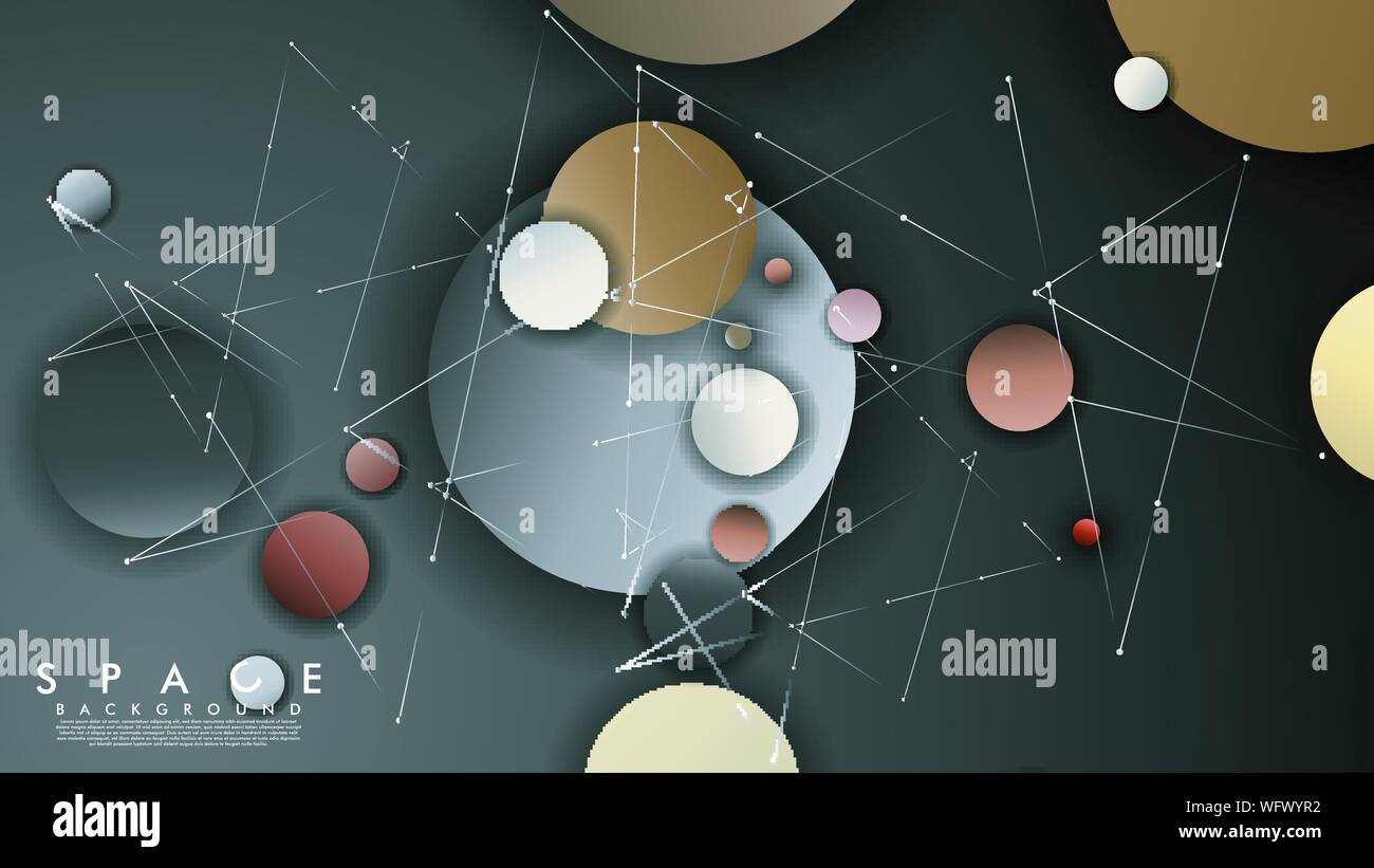 Background of Flat Space with planets and stars. Vector illustration of ...