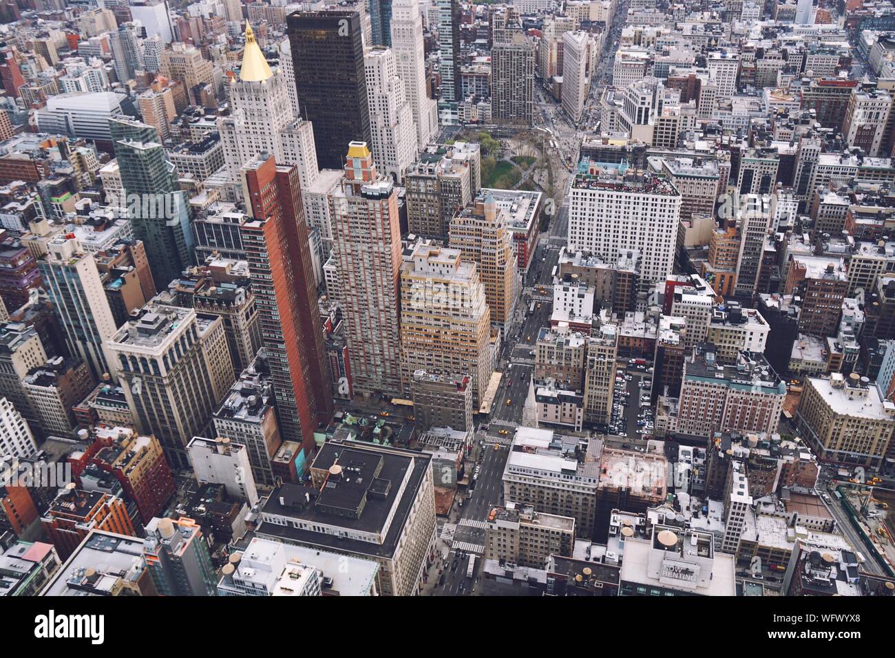 Aerial View Of Congested Building In City Stock Photo - Alamy