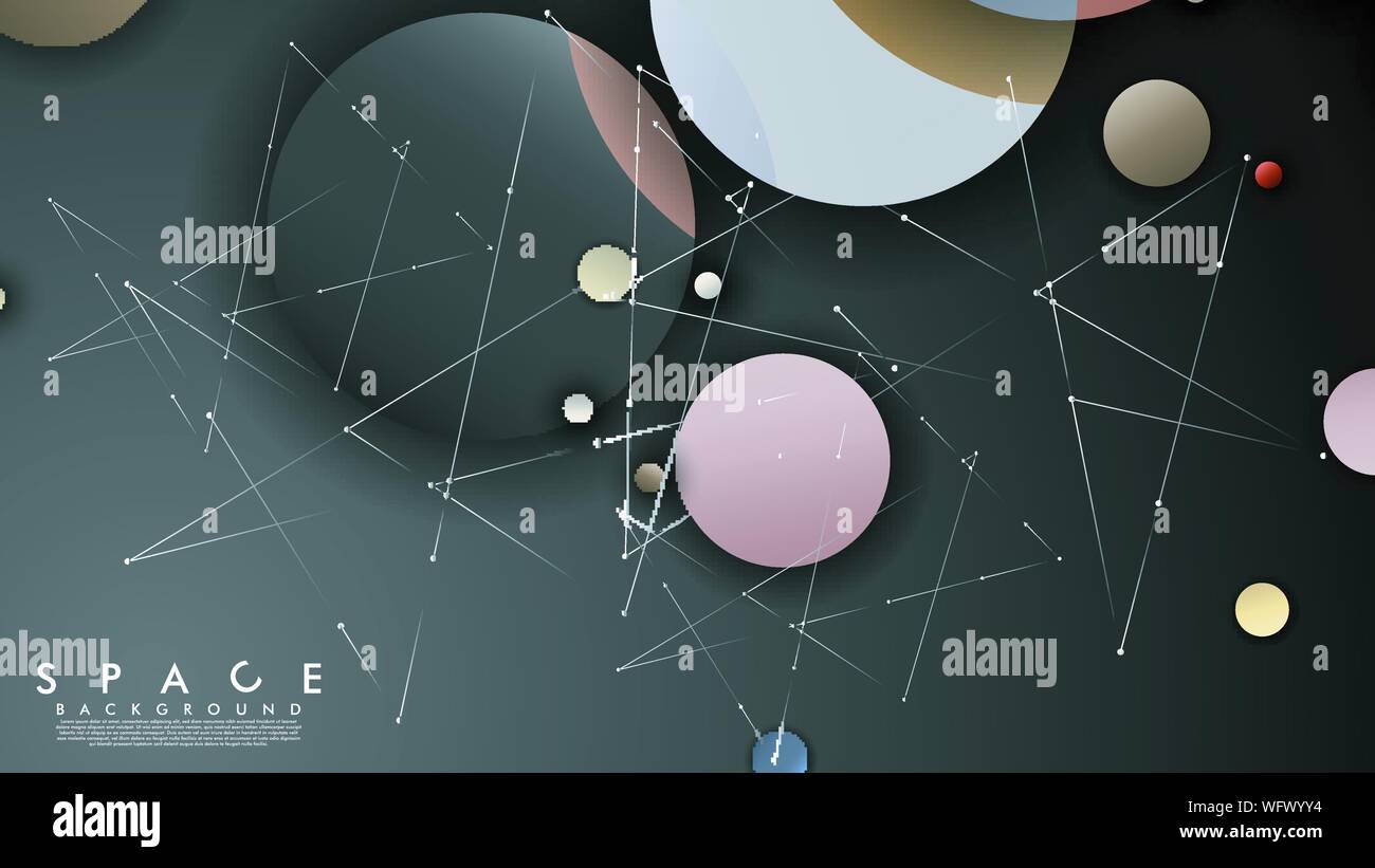 Background of Flat Space with planets and stars. Vector illustration of ...