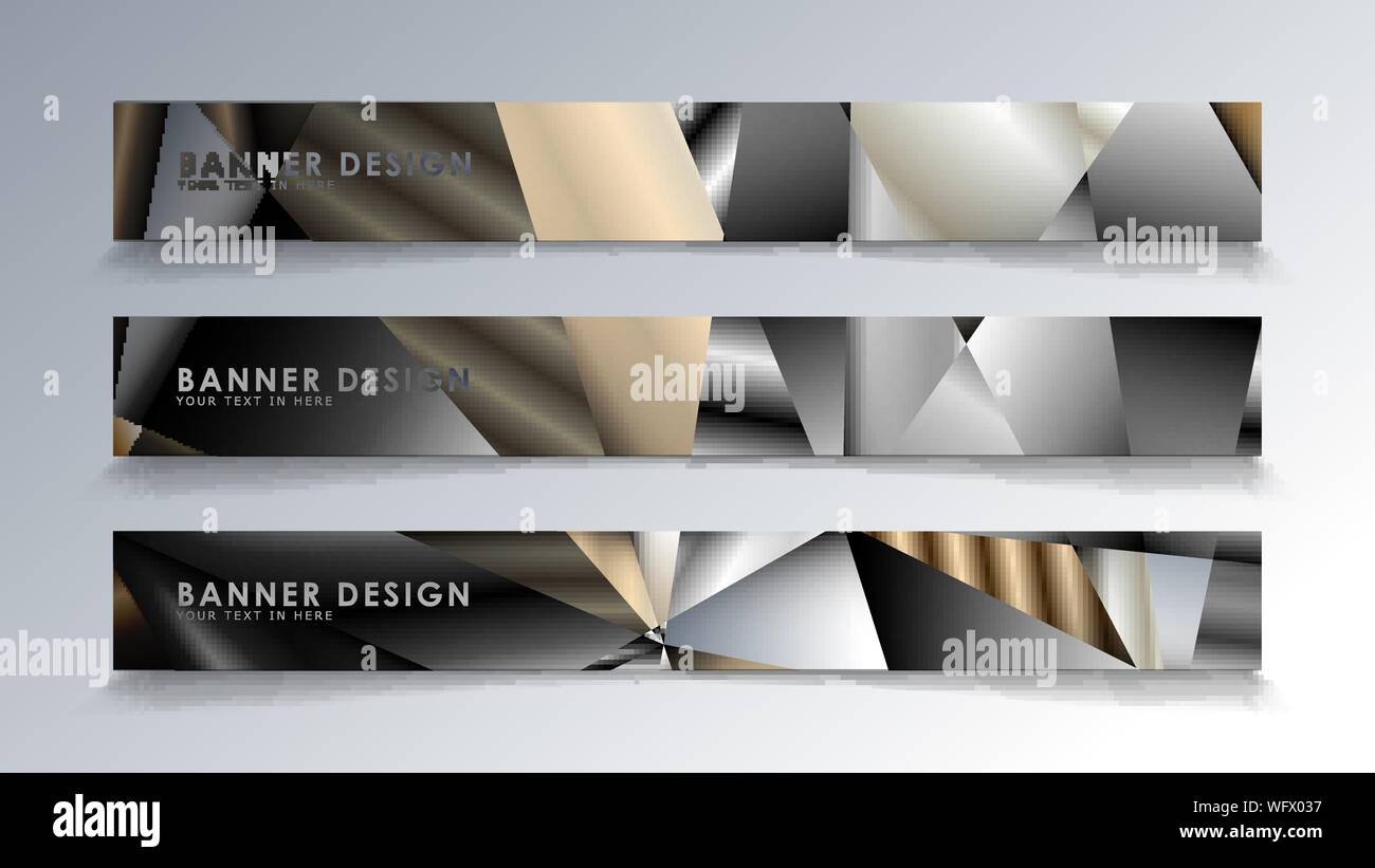 Abstract rectangle vector banner with a background of metal geometric ...