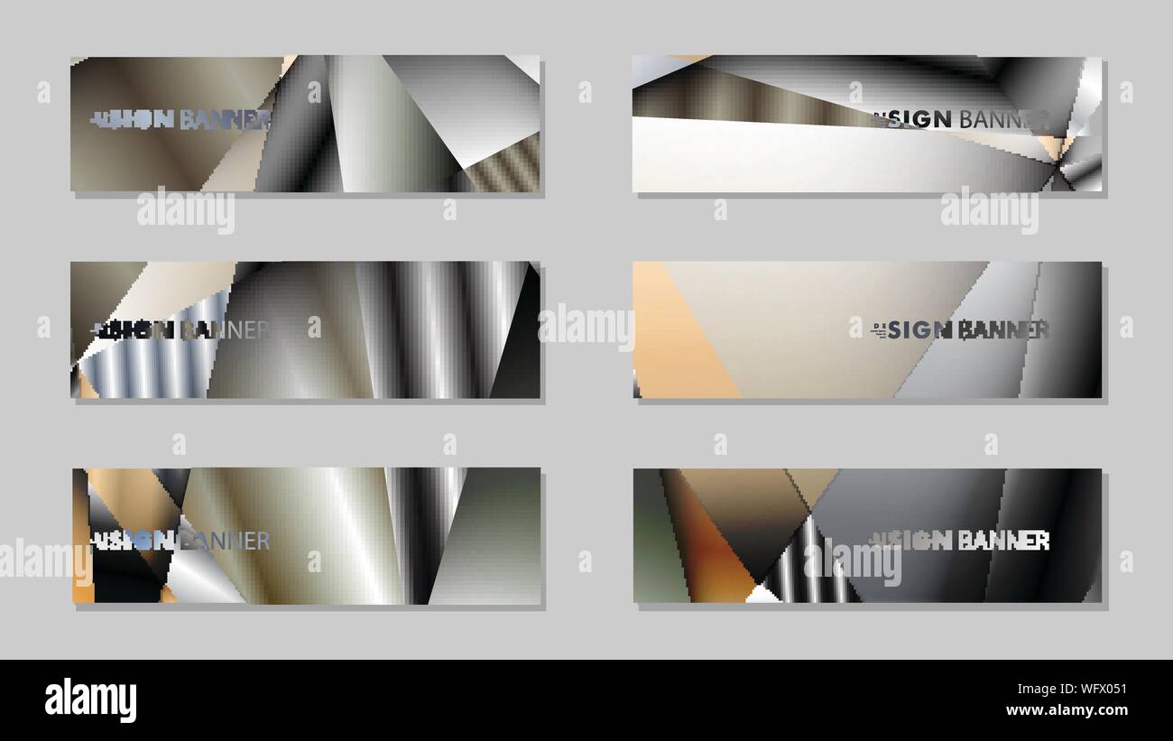 Abstract rectangle vector banner with a background of metal geometric ...