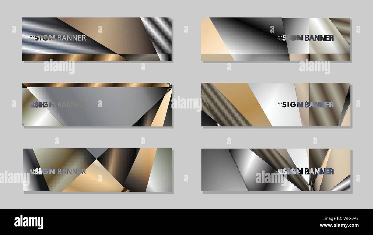 Abstract rectangle vector banner with a background of metal geometric ...