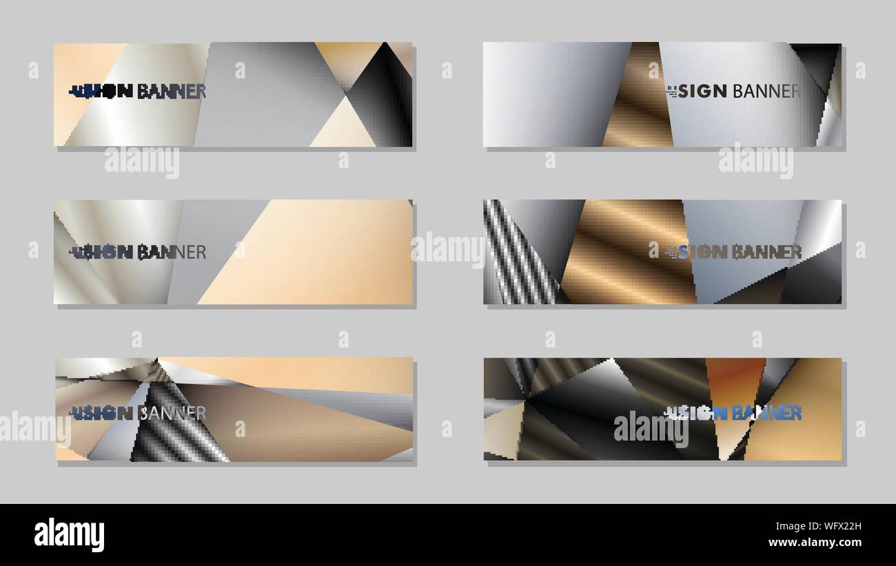 Abstract rectangle vector banner with a background of metal geometric ...