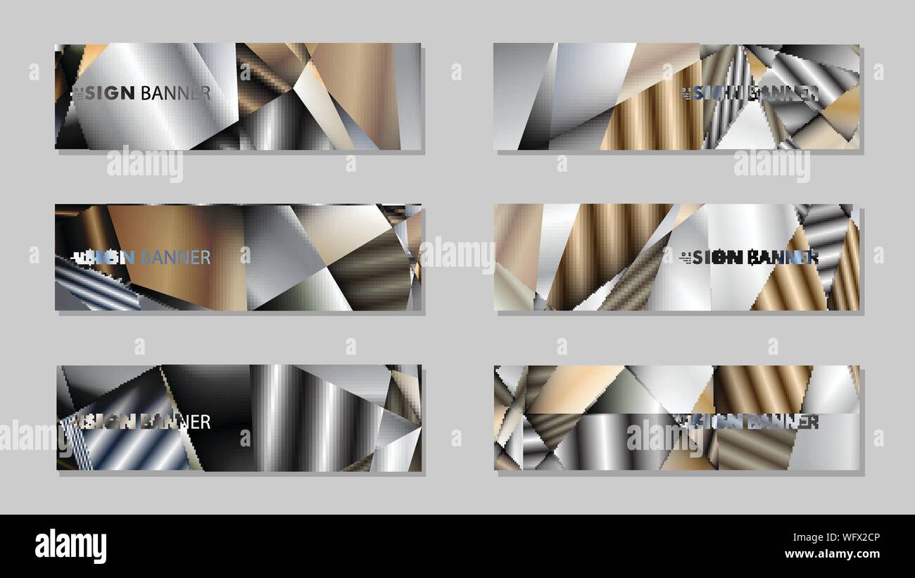 Abstract rectangle vector banner with a background of metal geometric ...