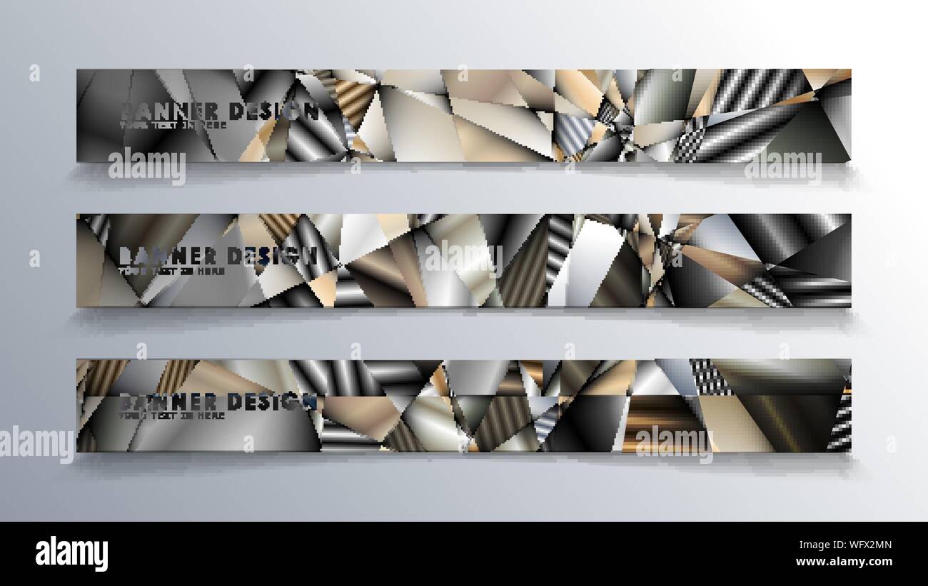 Abstract rectangle vector banner with a background of metal geometric ...