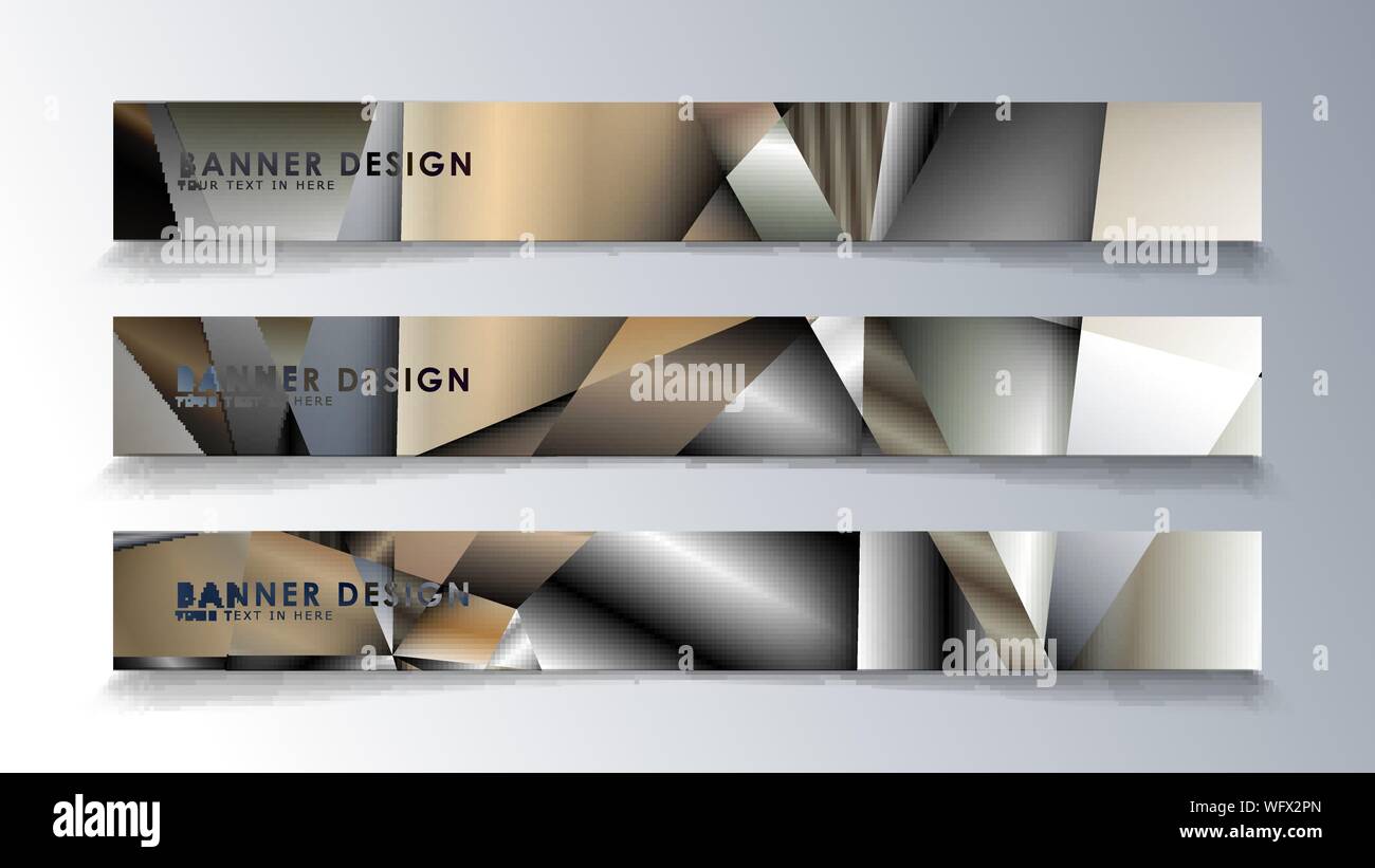 Abstract rectangle vector banner with a background of metal geometric ...