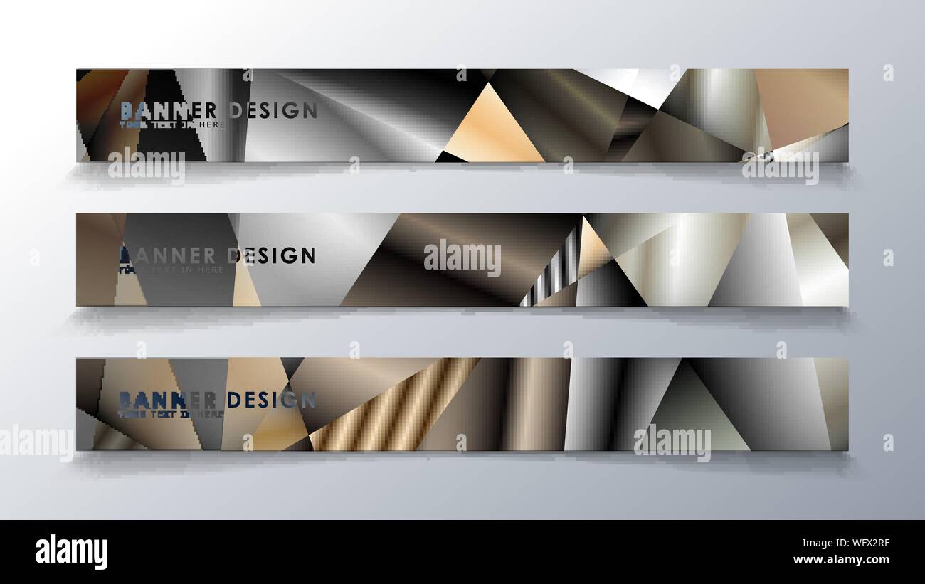 Abstract rectangle vector banner with a background of metal geometric ...