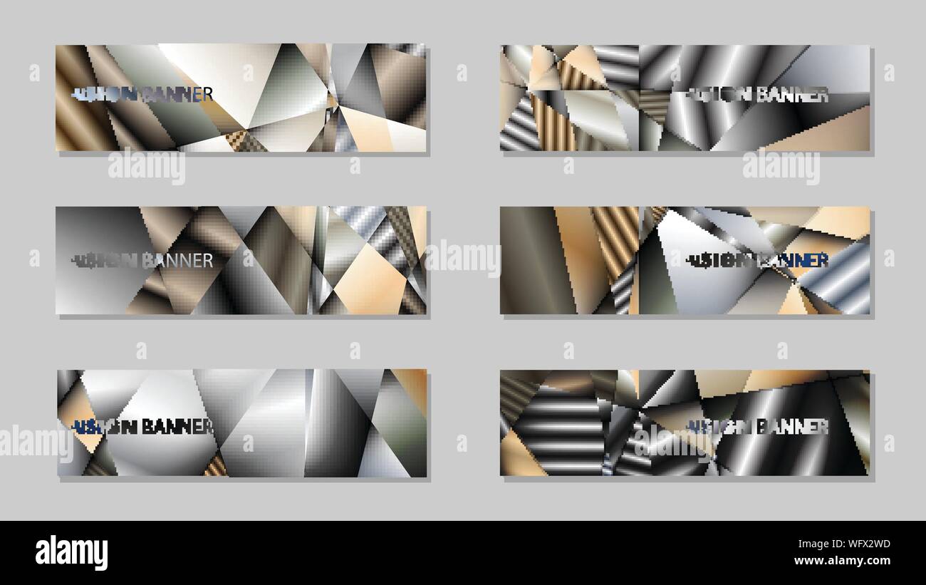 Abstract rectangle vector banner with a background of metal geometric ...