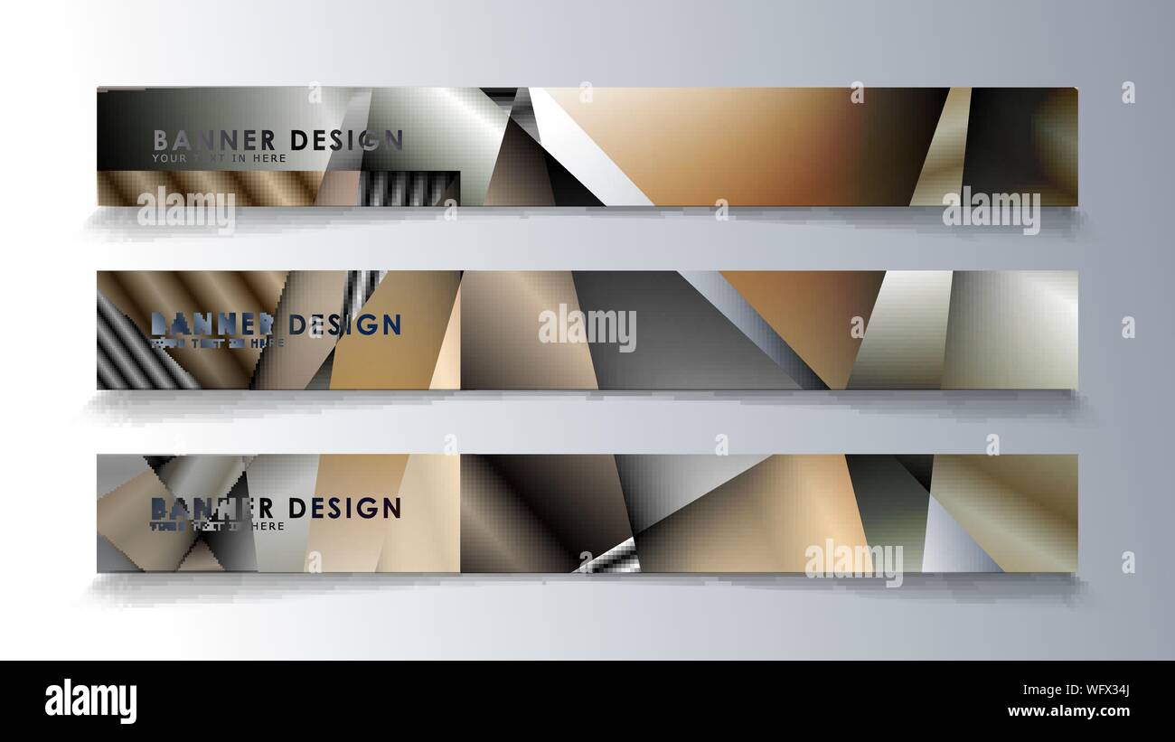 Abstract rectangle vector banner with a background of metal geometric ...