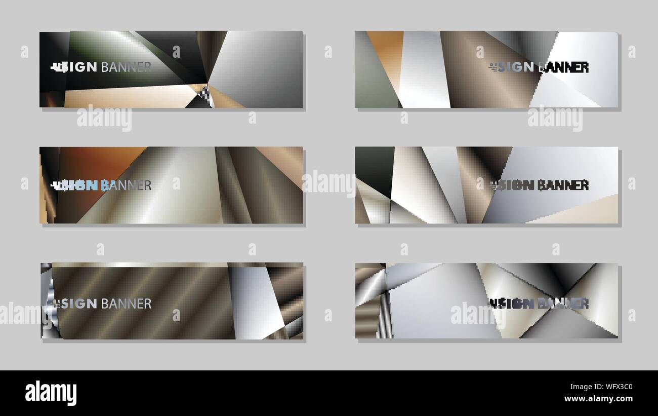 Abstract rectangle vector banner with a background of metal geometric ...