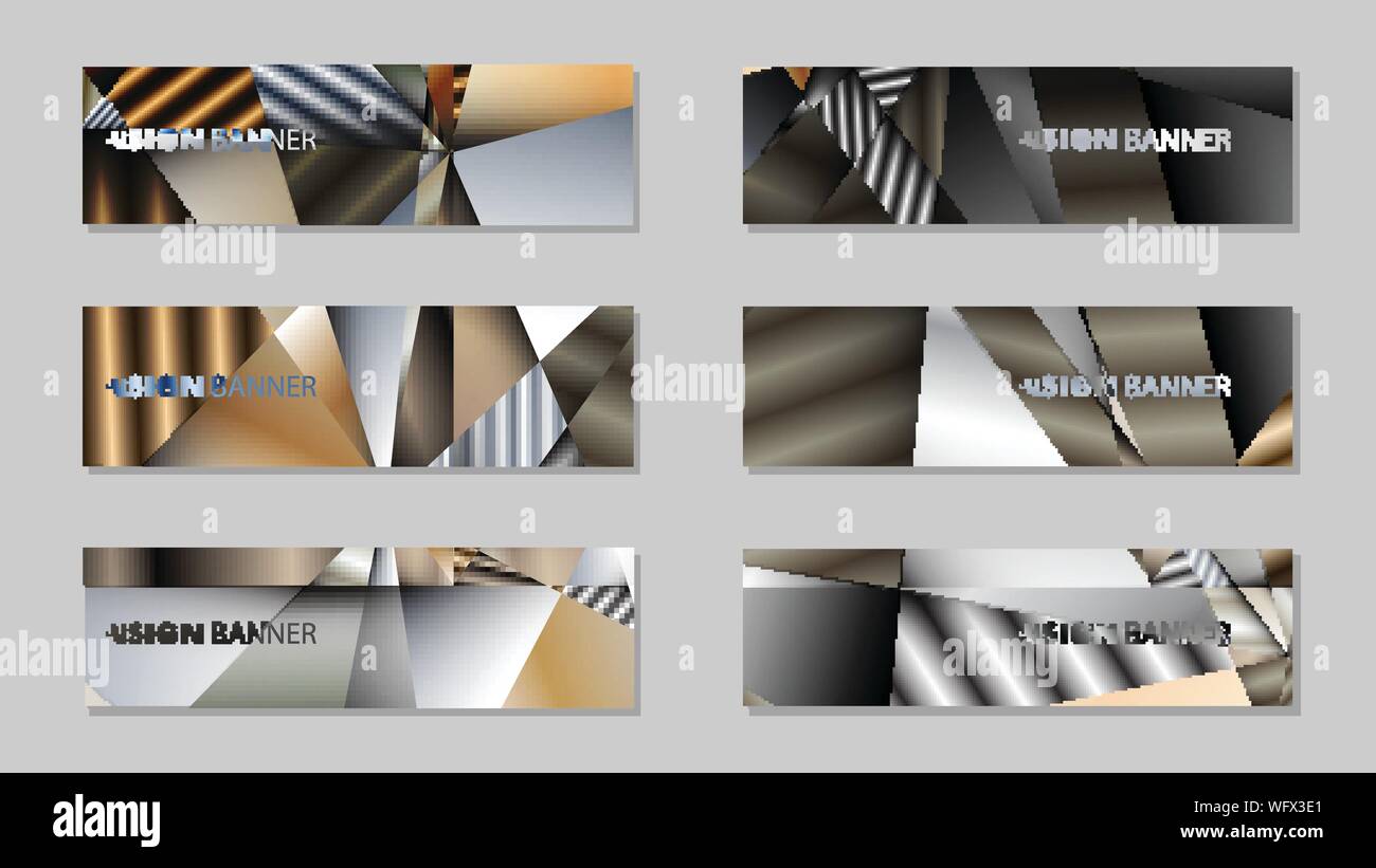 Abstract rectangle vector banner with a background of metal geometric ...