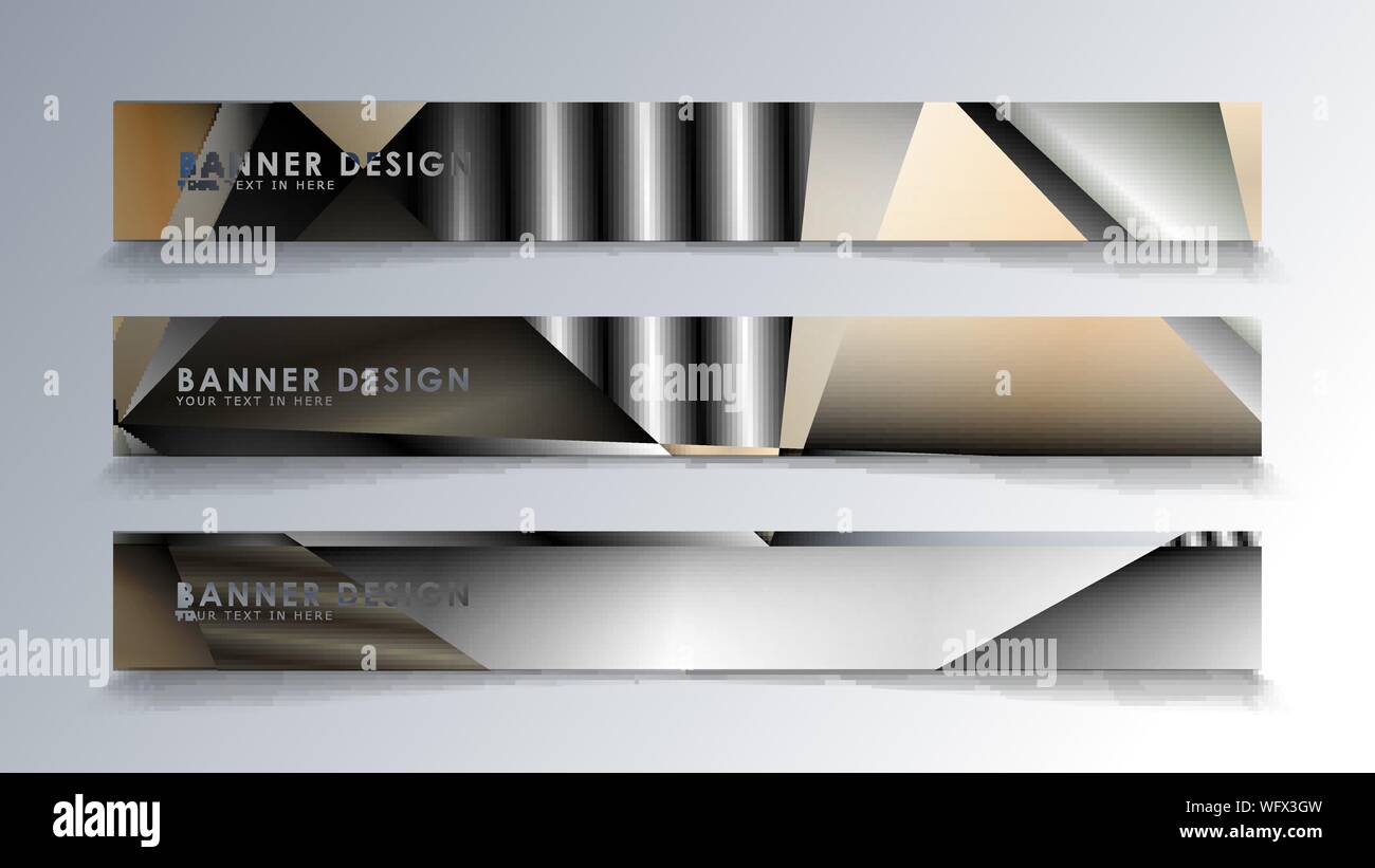 Abstract rectangle vector banner with a background of metal geometric ...
