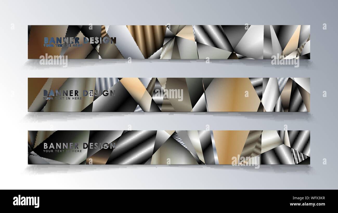 Abstract rectangle vector banner with a background of metal geometric ...
