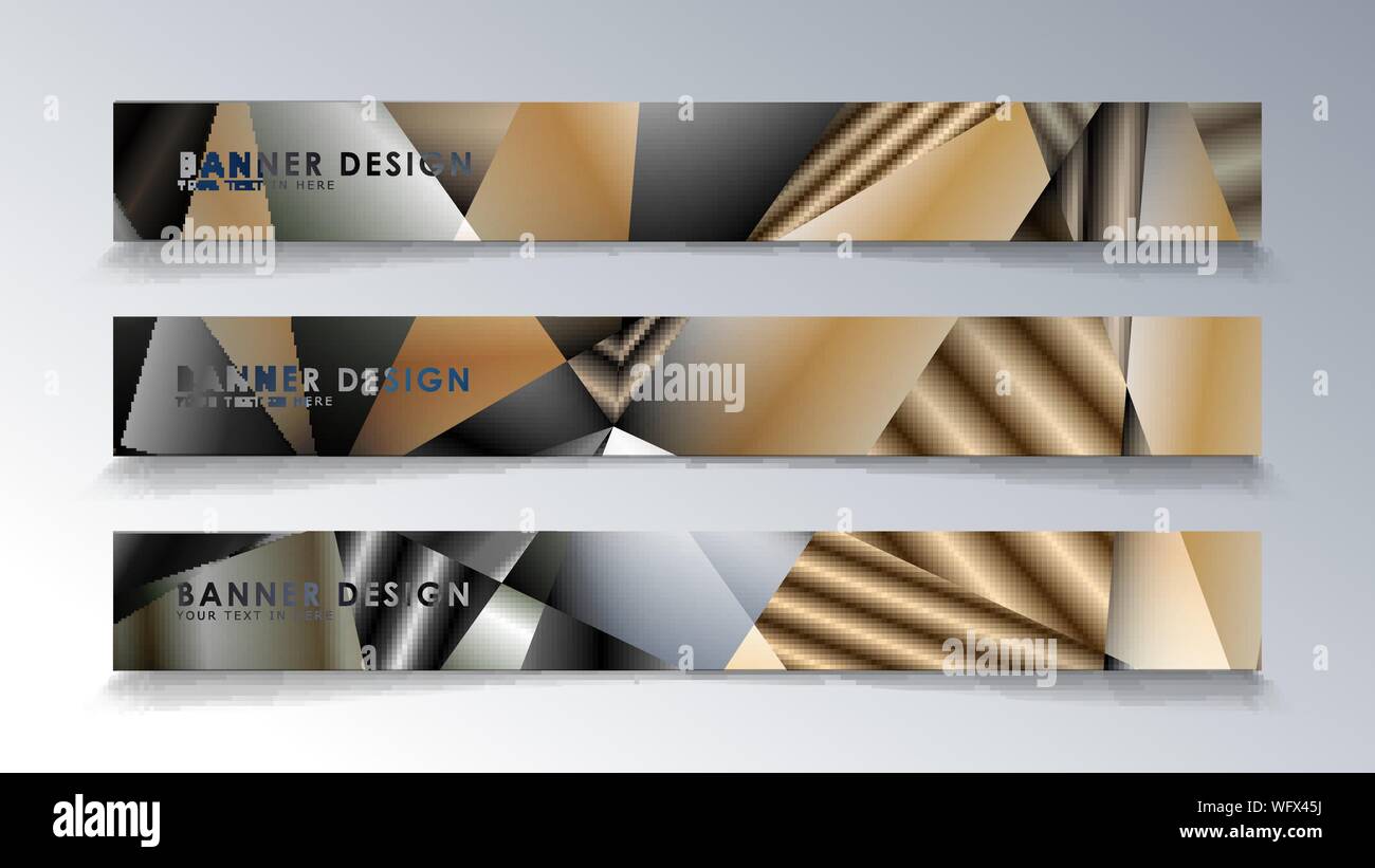 Abstract rectangle vector banner with a background of metal geometric ...