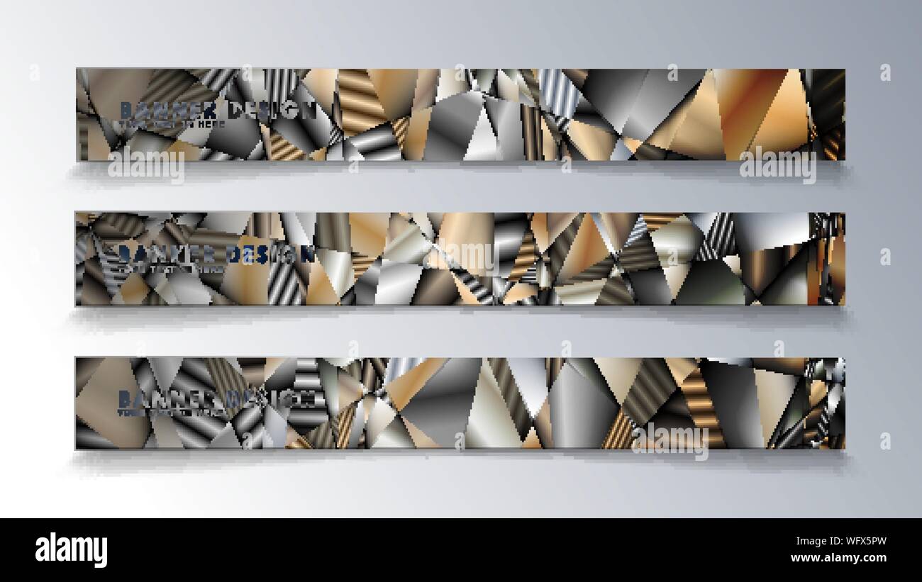 Abstract rectangle vector banner with a background of metal geometric ...