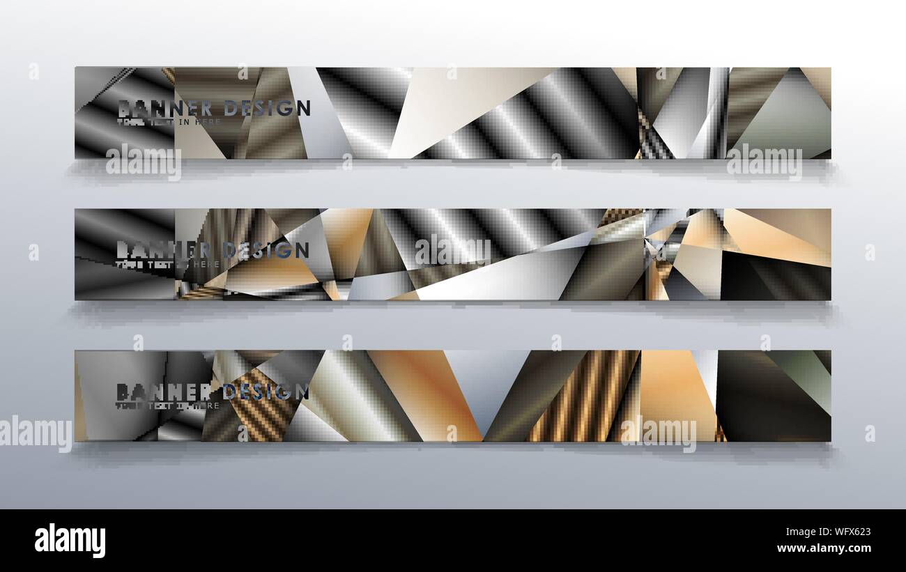 Abstract rectangle vector banner with a background of metal geometric ...