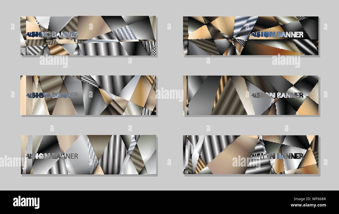 Abstract rectangle vector banner with a background of metal geometric ...