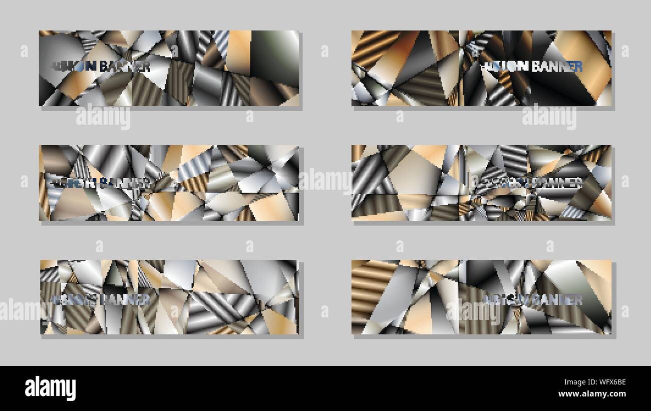 Abstract rectangle vector banner with a background of metal geometric ...