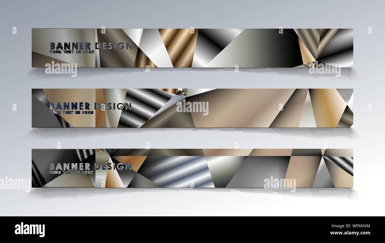 Abstract rectangle vector banner with a background of metal geometric ...