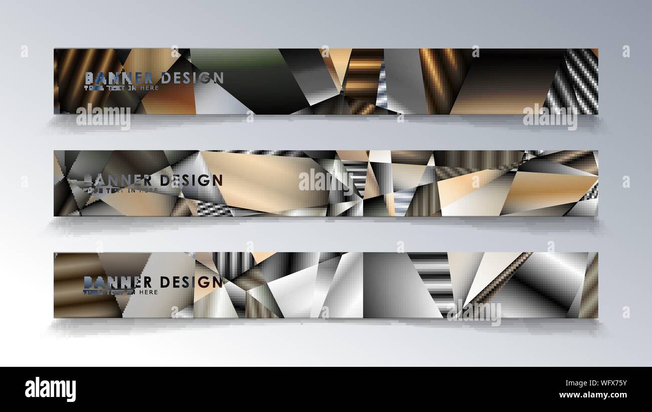 Abstract rectangle vector banner with a background of metal geometric ...