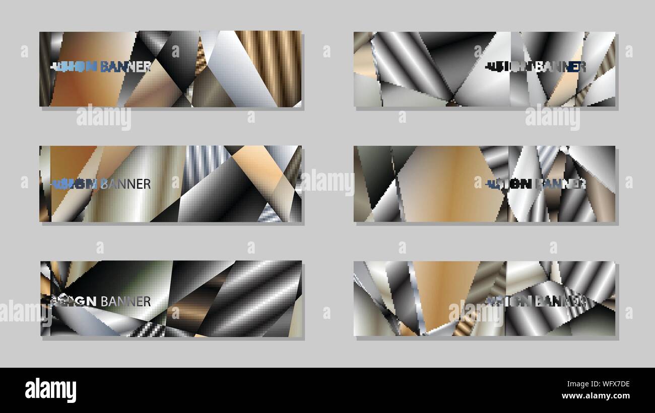 Abstract rectangle vector banner with a background of metal geometric ...
