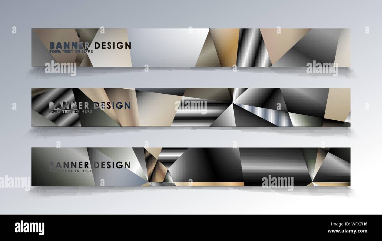 Abstract rectangle vector banner with a background of metal geometric ...