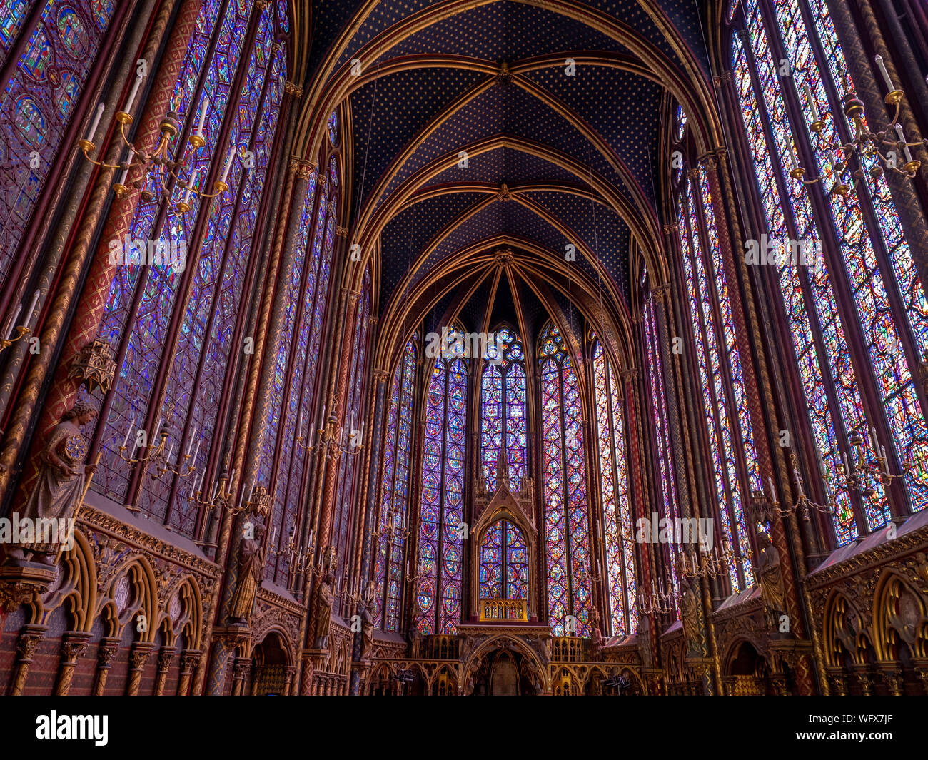 Paris, France - July 28, 2018: Interior of the Sainte-Chapelle (Holy ...