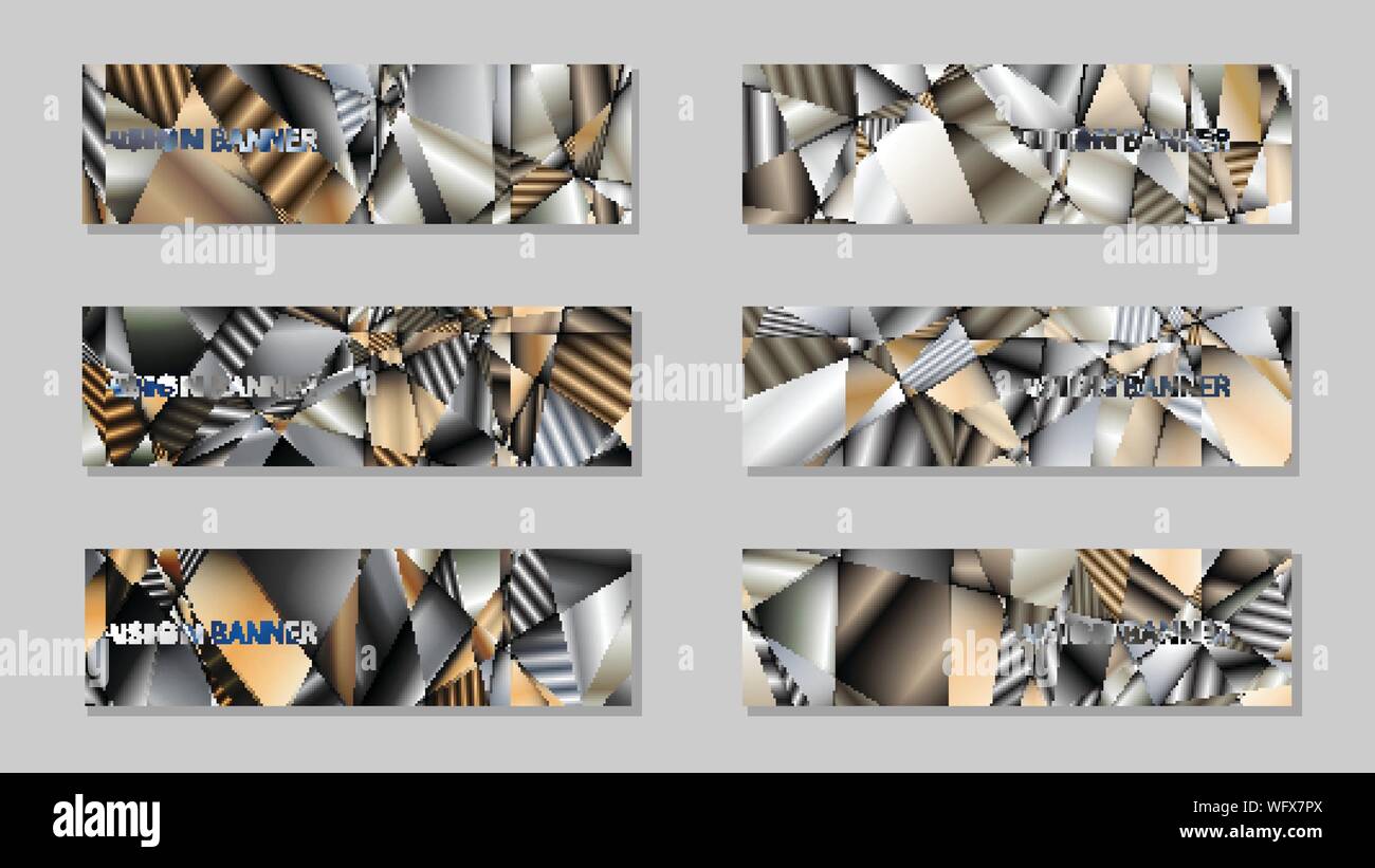 Abstract rectangle vector banner with a background of metal geometric ...