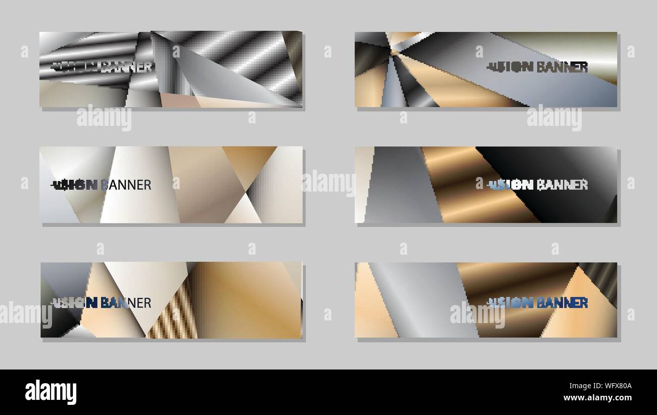 Abstract rectangle vector banner with a background of metal geometric ...