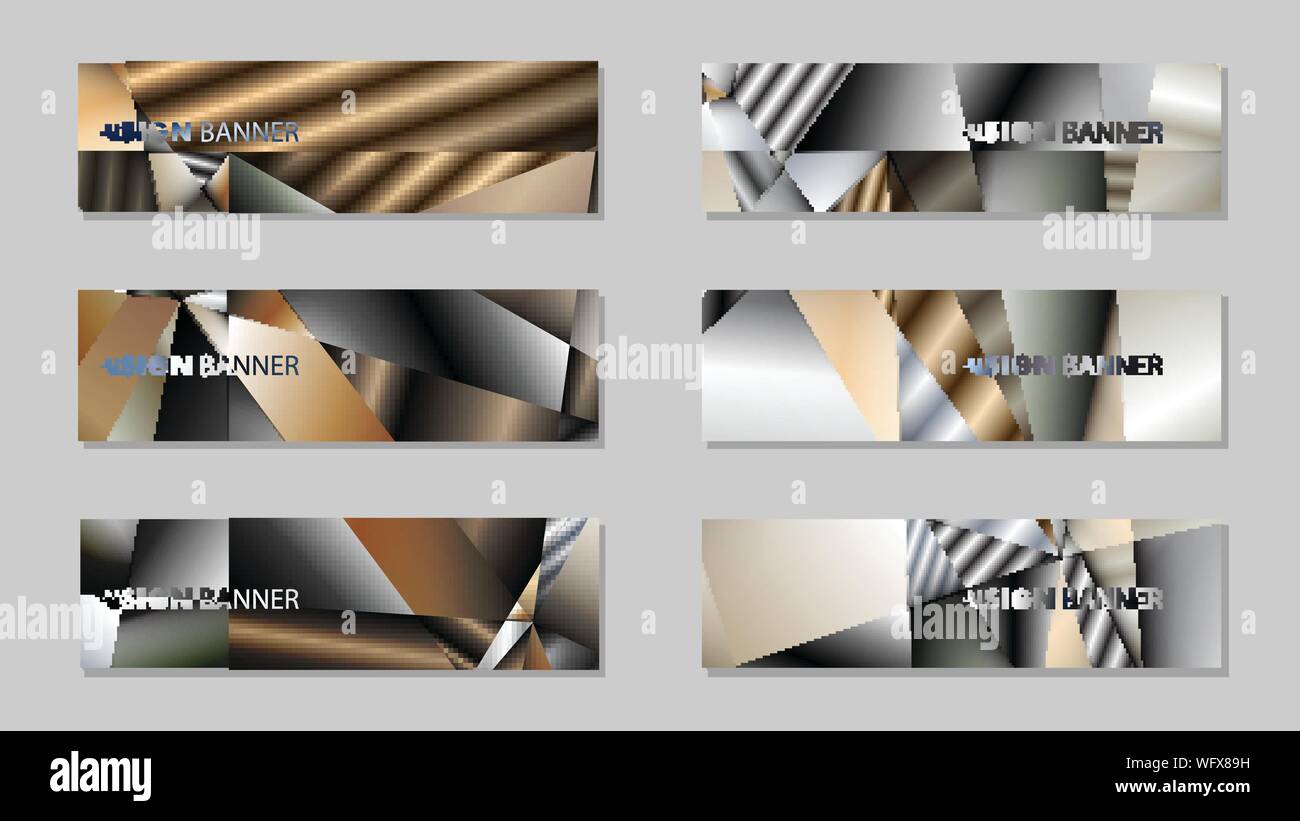 Abstract rectangle vector banner with a background of metal geometric ...