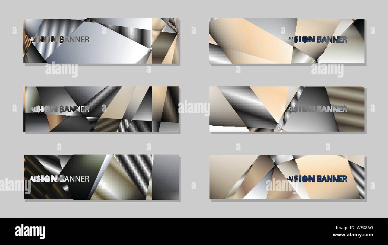 Abstract rectangle vector banner with a background of metal geometric ...