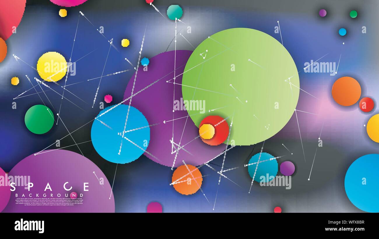 Background of Flat Space with planets and stars. Vector illustration of ...