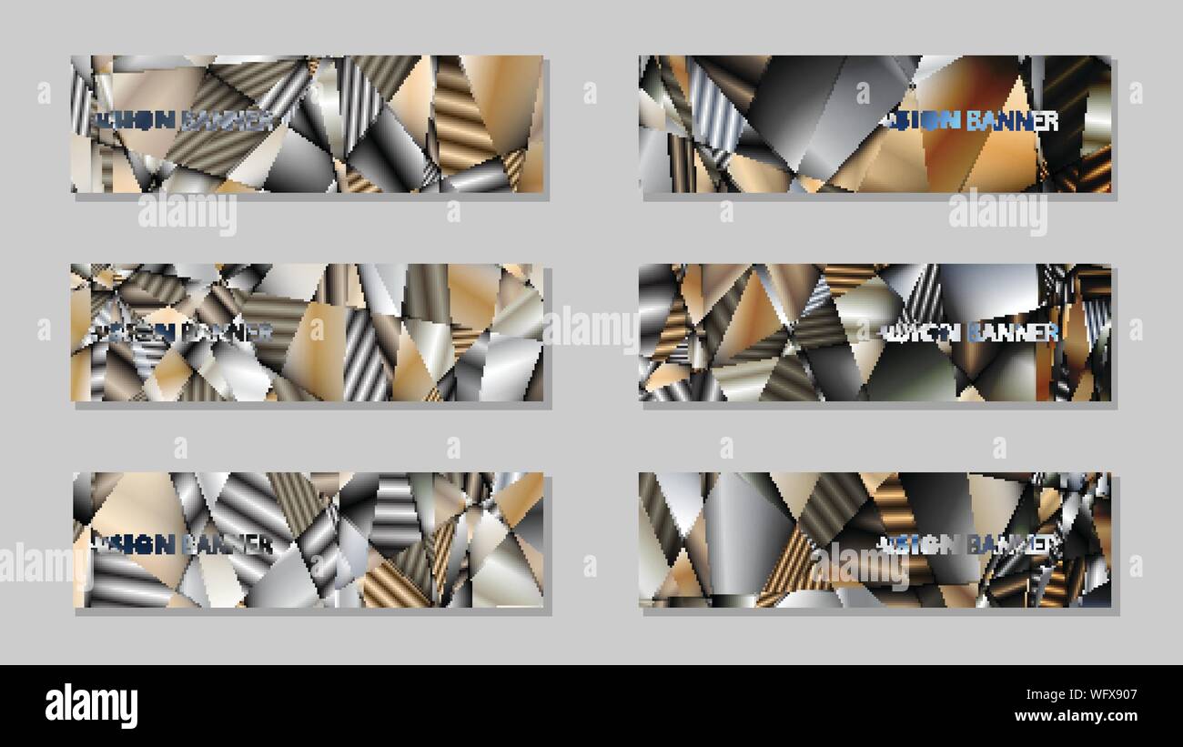 Abstract rectangle vector banner with a background of metal geometric ...