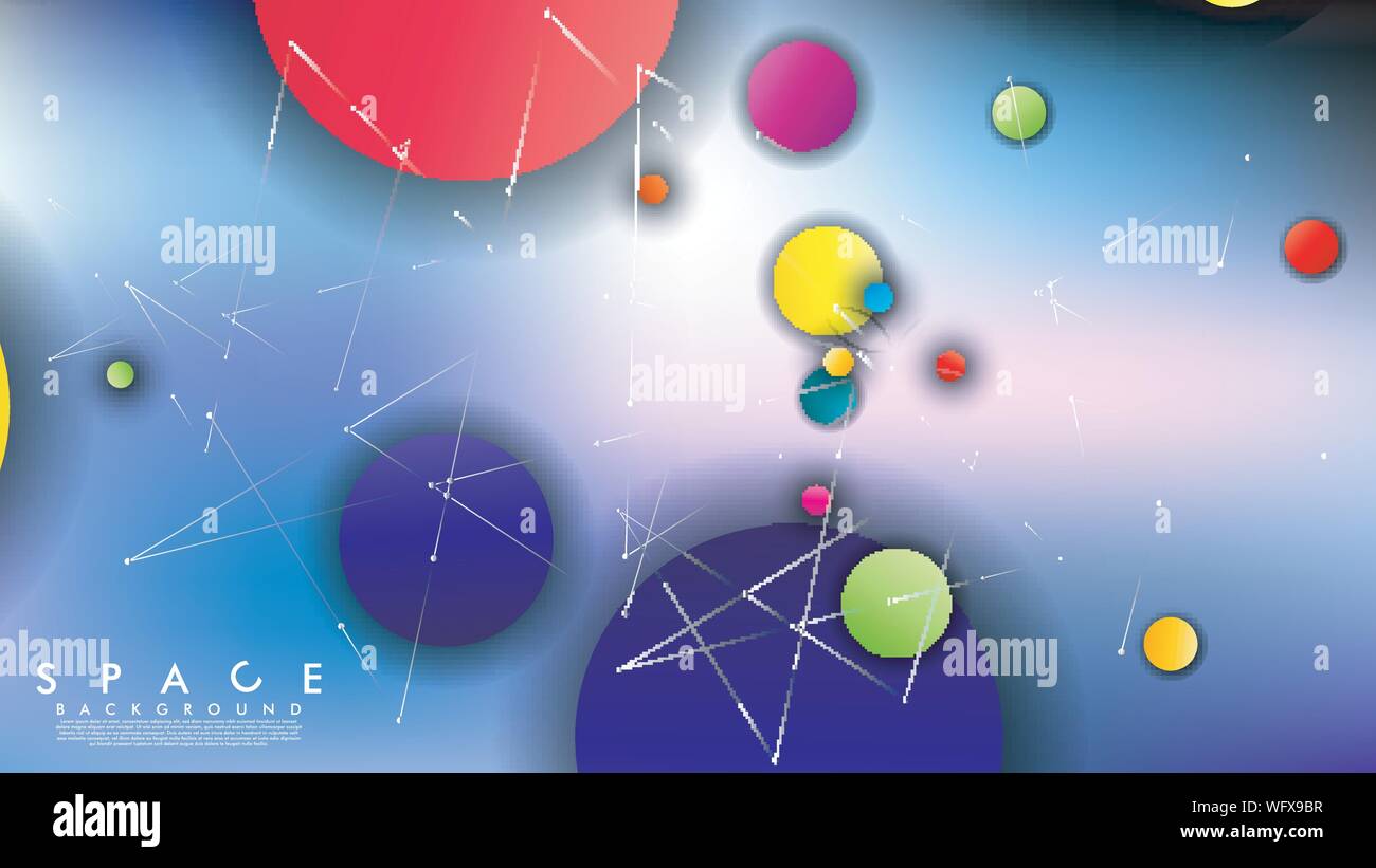 Background of Flat Space with planets and stars. Vector illustration of ...